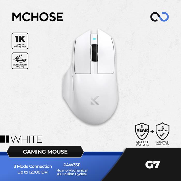 Jual MCHOSE G7 Wireless Ultra Light Weight PAW3311 Ergonomic Gaming Mouse G502 Shape - Jakarta ...