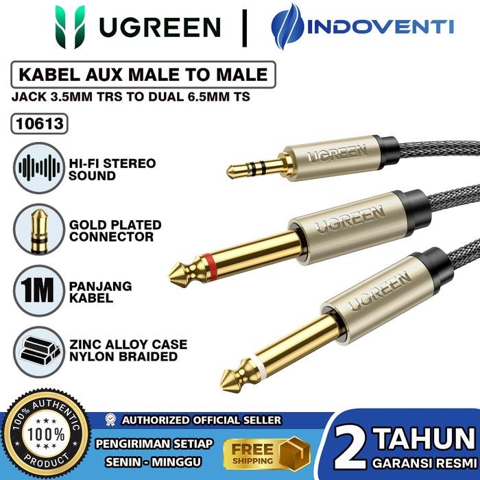 Promo UGREEN Kabel Audio Splitter Jack 3.5mm TRS To Dual 6.35mm TS ...