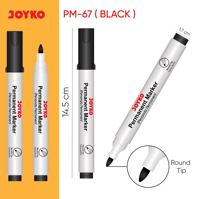 Promo JOYKO PERMANENT MARKER ROUND TIP BLACK BLUE RED / SPIDOL PERMANEN ...