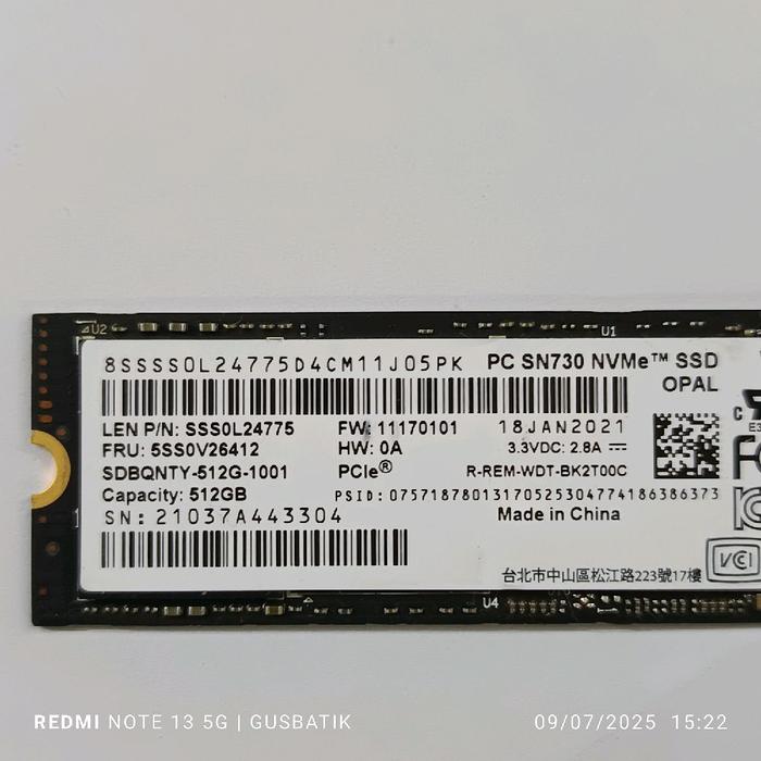 Jual ssd m2 nvme 2280 512GB pc sn730 western digital wd original ...