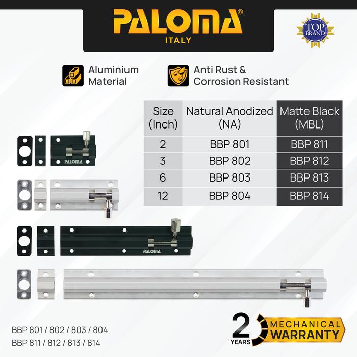 Jual PALOMA Barrel Bolt Slot Jendela Pintu Grendel Gerendel Window Door Aluminium 2” 3” 6” 12” 2 ...
