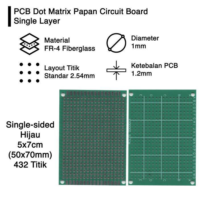Jual PCB Dot Matrix 5x7 CM Papan Circuit Board Lubang Single Double ...