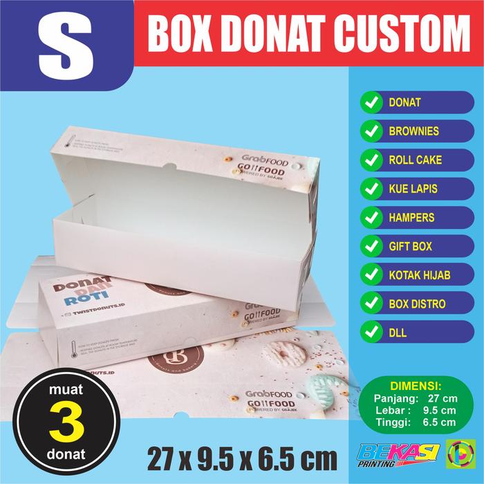 Jual 27x9.5x6.5 cm Box Donat Dus Donuts Brownies Roll Cake Bolu Kukus ...
