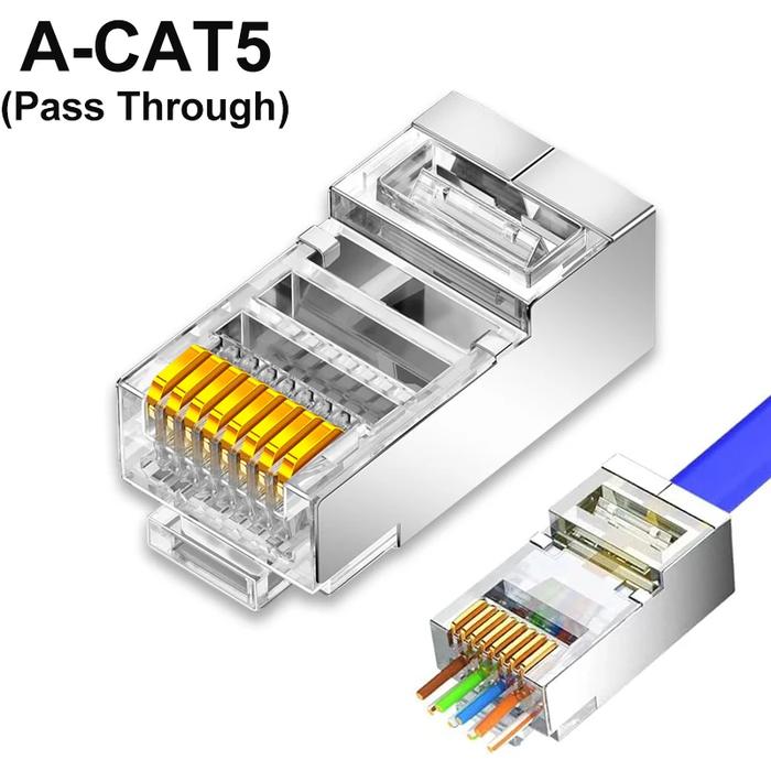 Jual CAT6 CAT7 CAT5 RJ45 Shielded Connectors Pass Through Modular Plug ...