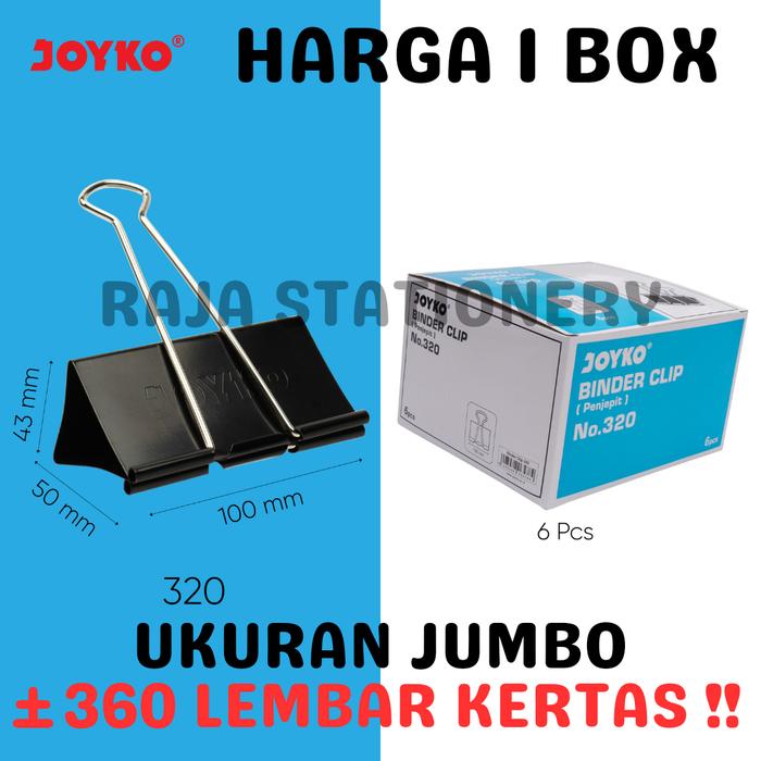 Promo Joyko Binder Clip 320 100mm JUMBO / Klip Penjepit Kertas BESAR ...