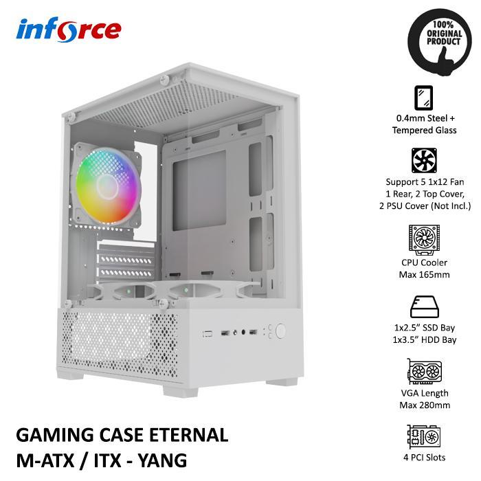 Promo Inforce PC Gaming Case Eternal Tempered Glass Black / White + 3 ...