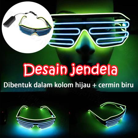 Promo LED kacamata nyala, tirai pesta, panggung KTV - Green frame - Kab ...