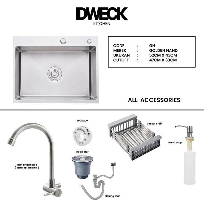 Promo DWECK - Sink Kitchen Silver Stainless 304 Small Size Paket Kran ...