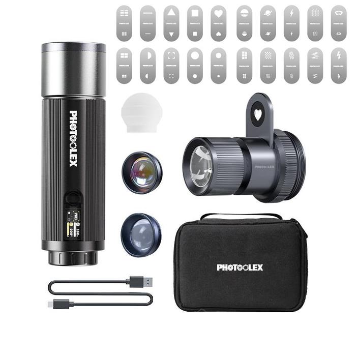 Promo PHOTOOLEX Photography Spotlight Pro Set, RGB, 12W, 9000mAh, Video ...