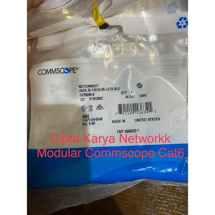 Jual Modular AMP Commscope Cat6 Biru / Modul Jack AMP Commscope Cat 6 ...