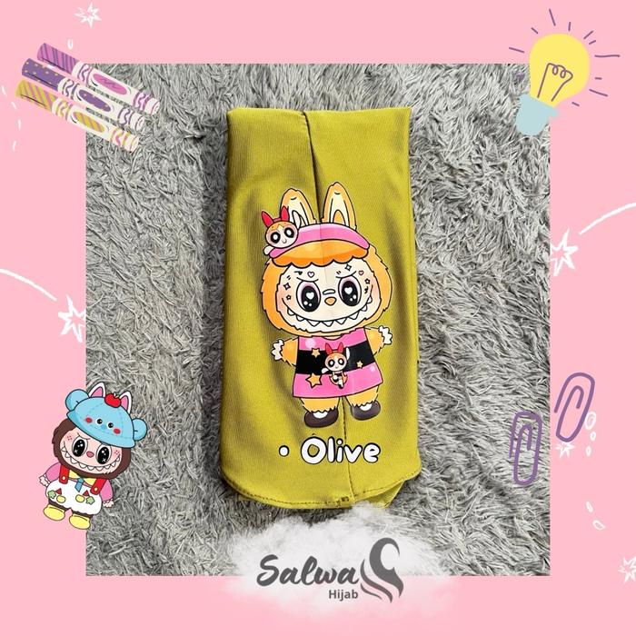 Jual Hijab Anak Labubu 8-12th/Jilbab Anak Labubu Viral Jersey Premium ...
