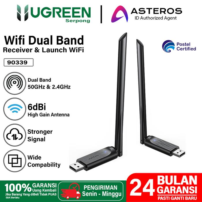 Jual UGREEN USB Wifi Adapter High Gain Wireless Dual Band 2.4GHz 5GHz ...