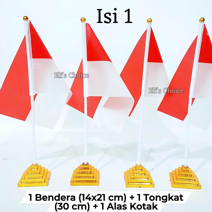 Jual Bendera Meja Merah Putih Stand Emas Bendera Kecil Indonesia Hiasan ...