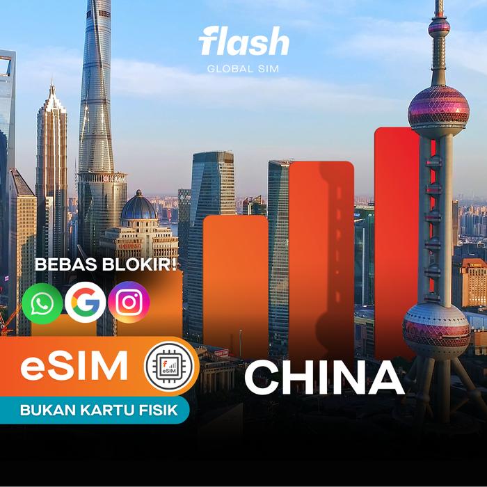Promo eSIM CHINA Unlimited Data Flash Global SIM (eSIM Cina, Shanghai, Beijing, Shenzhen ...