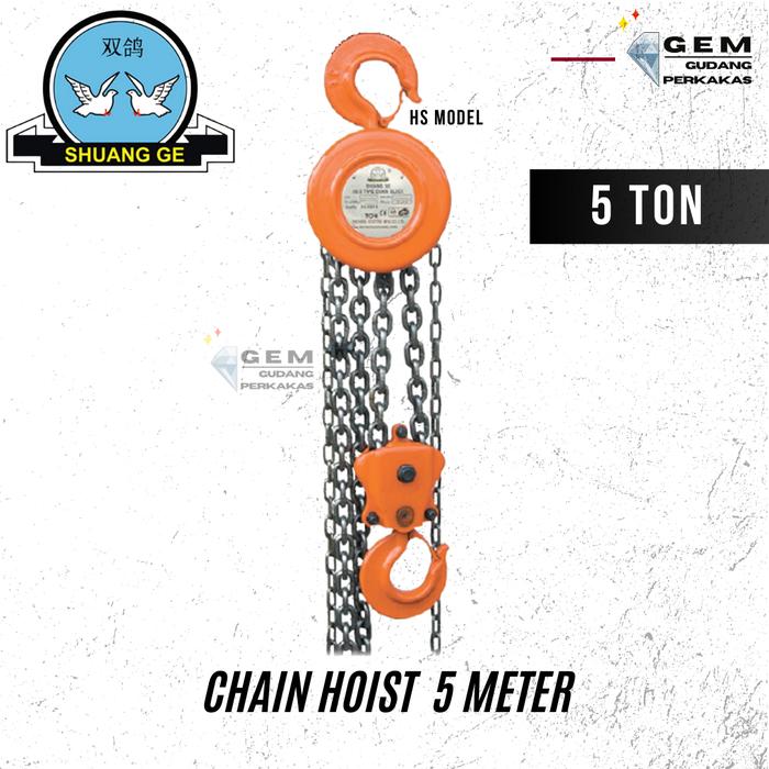 Jual Takel Shuang Ge 5METER Chain Hoist Chain Block/Katrol Model Hs 1 ...