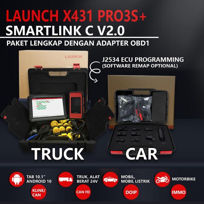 Jual SCANER Launch X431 PRO3S+ Smartlink C V2.0 J2534 PROGRAMMING Mobil ...