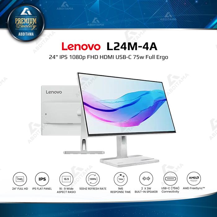 Promo Monitor LED LENOVO L24M-4A 24" IPS 1080p FHD HDMI x1 USB-C 75w ...