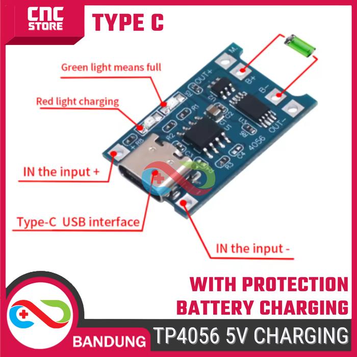 Jual Modul Charger Baterai TP4056 1A Micro USB Type C – Lithium Battery ...