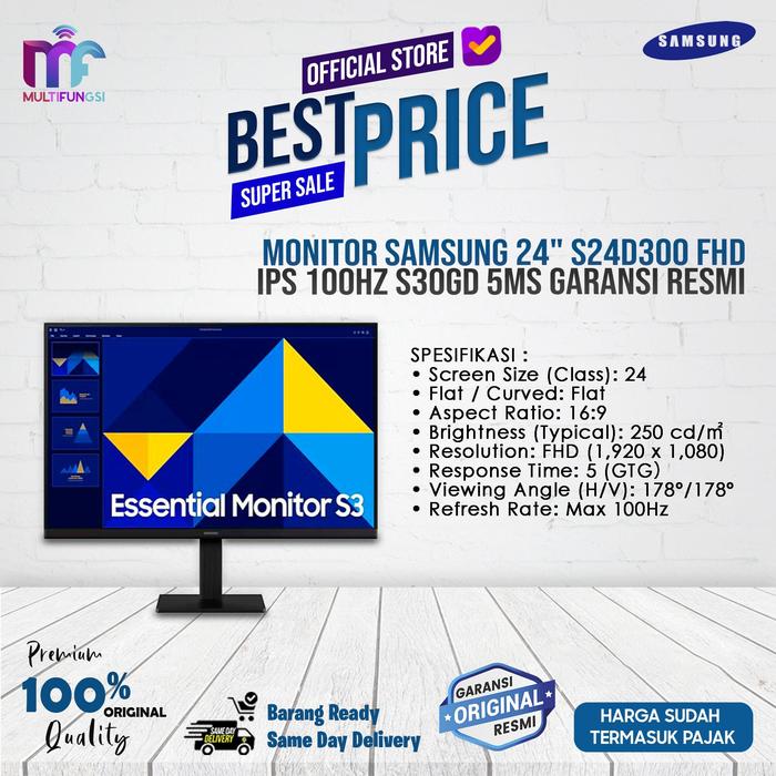 Promo Monitor Samsung 24" S24D300 FHD IPS 100Hz 5ms (Pengganti S24C330 ...