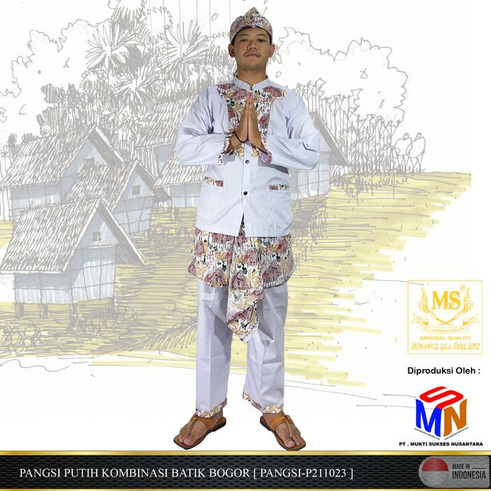 Jual PANGSI PUTIH KOMBINASI BATIK BOGOR [ PANGSI-P211023 ] Pakaian adat ...