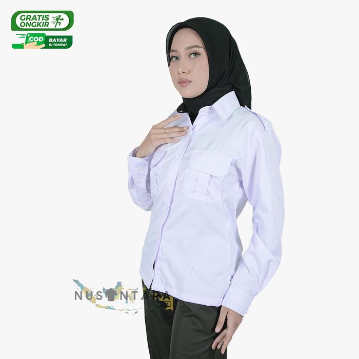 Jual Kemeja Pdh putih dinas Wanita Lengan Panjang Dan Pendek Kerah ...