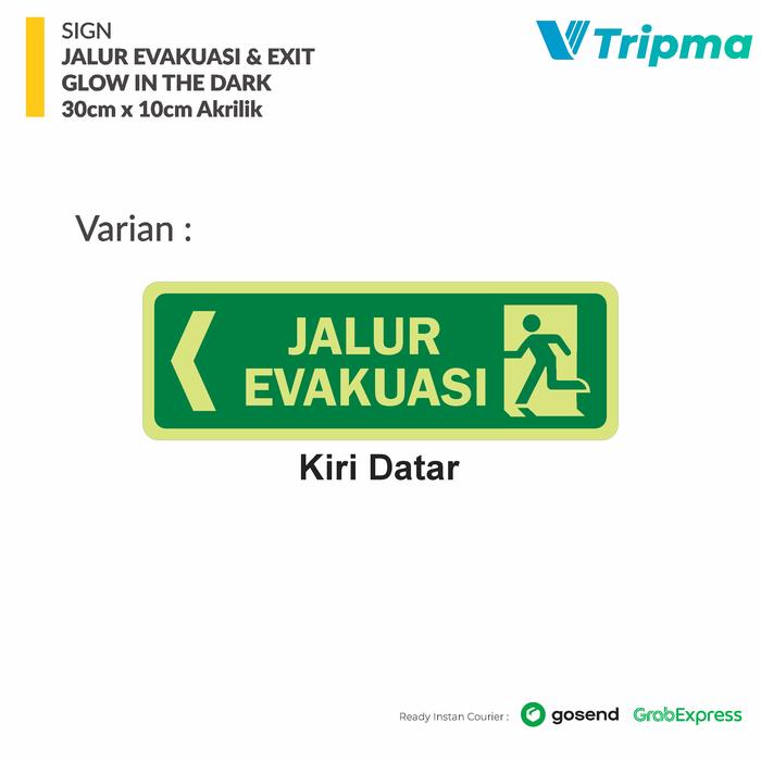 Promo Rambu Jalur Evakuasi - Exit Ukuran 30cm x 10cm Akrilik Glow In ...