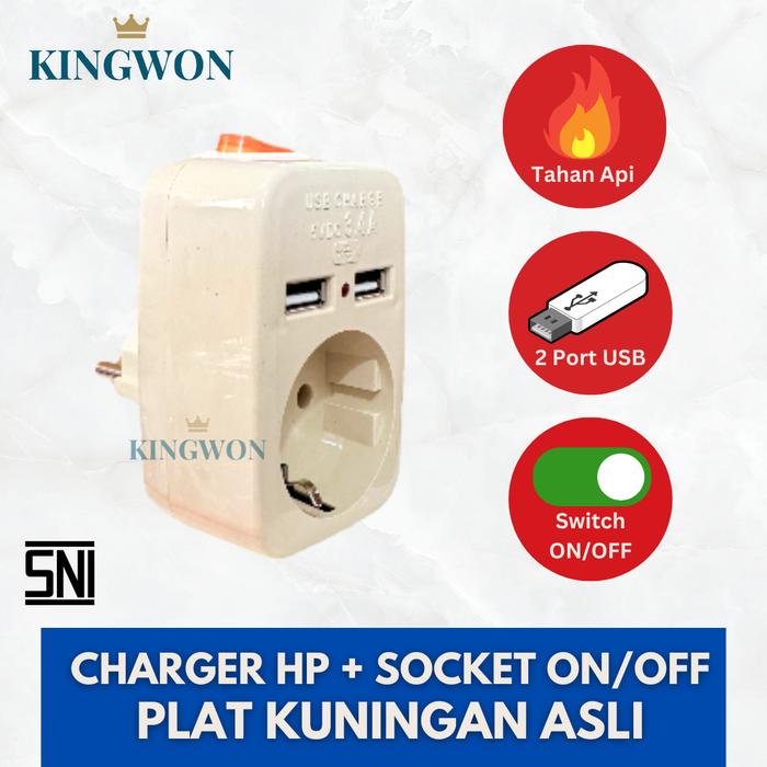 Jual STOP KONTAK COLOKAN LISTRIK ON/OFF + 2 PORT USB / STEKER DENGAN ...