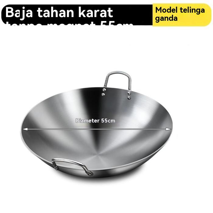 Promo COD【Wajan】 Penggorengan Tebal Full Stainless Steel ukuran 30cm - 60cm/kuali stainless ...
