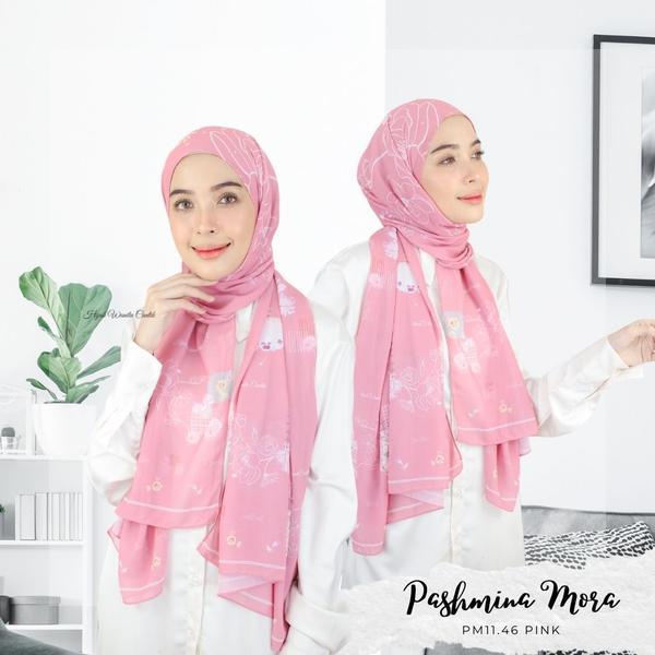 Promo Hijabwanitacantik - Pashmina Mora Series | Hijab printing premium motif bunga - Pink, All ...