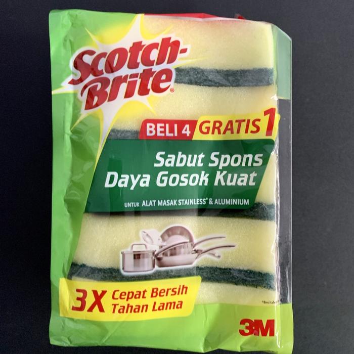 Jual 3M SCOTCH BRITE SABUT HIJAU SPONGE CUCI PIRING SPON KUNING ISI 5 ...