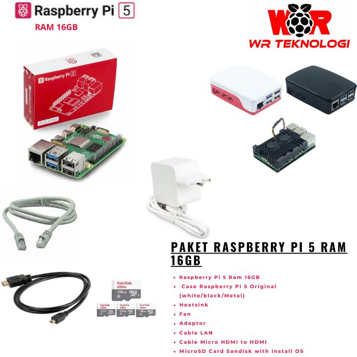 Jual Raspberry Pi 5 RAM 16GB PAKET LENGKAP SIAP PAKAI - OEM 5V 3A, 32GB ...
