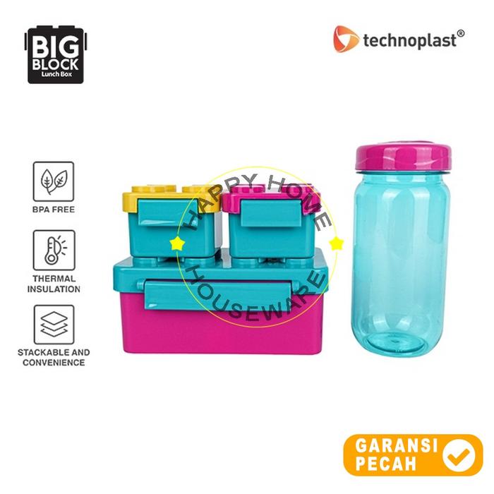 Promo TECHNOPLAST Lungo UP Soft Set Lunch Box Botol + Sendok Garpu ...