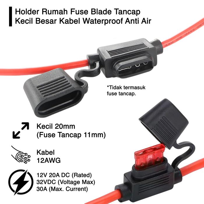 Jual Holder Rumah Fuse Blade Tancap Kecil Besar Kabel Waterproof Anti ...