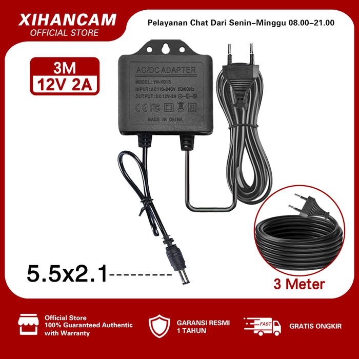 Promo XIHANCAM Adaptor CCTV 12V 2A Adaptor Daya DC Power Plug Charger ...