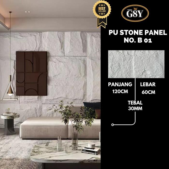 Promo PU Stone Panel Batu Alam 3D Dinding Estetik ukuran 60cmx120cm ...