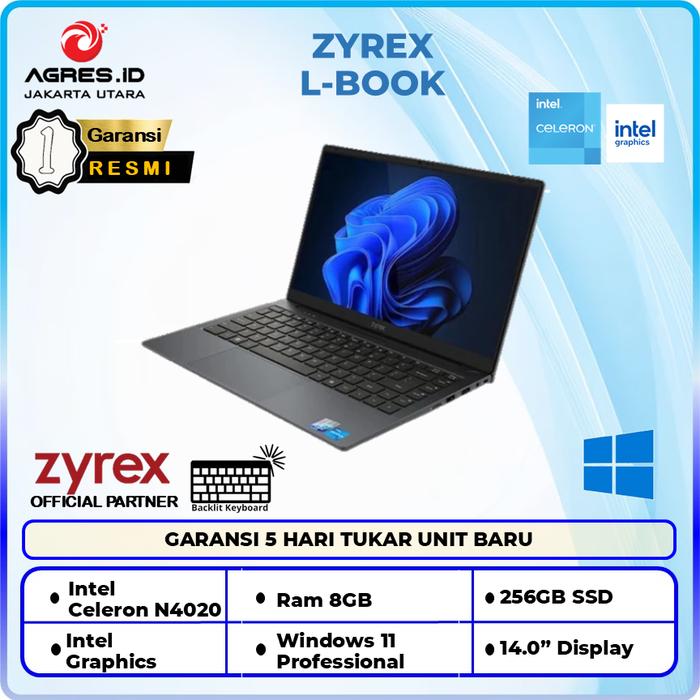 Promo Laptop Zyrex L-BOOK Intel N4020 Ram 8GB 256GB Windows 11 PRO 14.0 ...