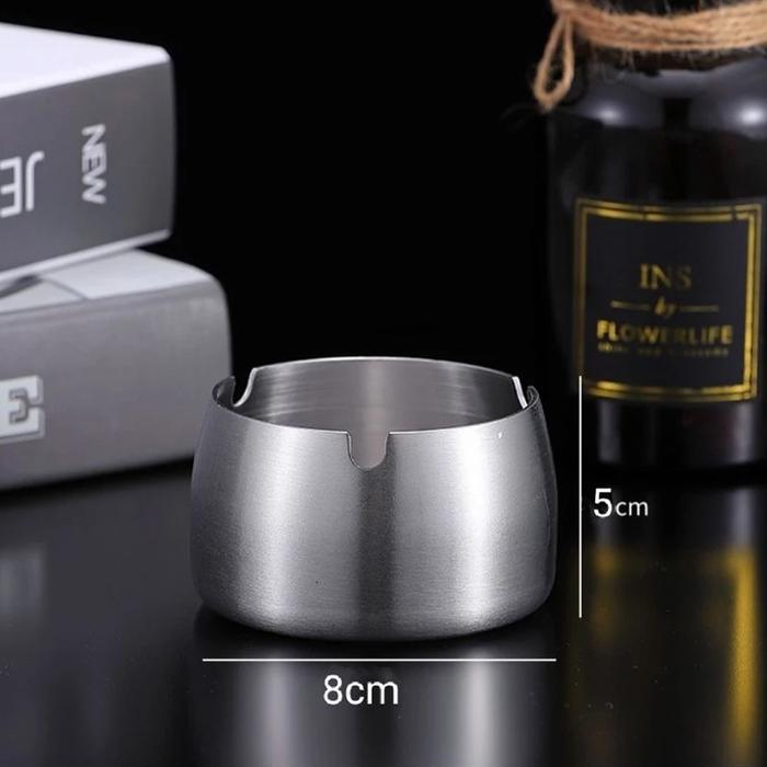 Jual AOE - Asbak Stainless Steel Tebal Silver 8cm / Asbak Bulat Besi ...