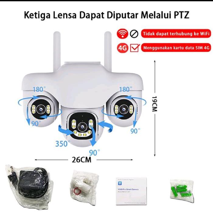 Jual 4G V380 Kamera 15MP Ultra HD Triple-lens 3-Screen IP66 Waterproof ...