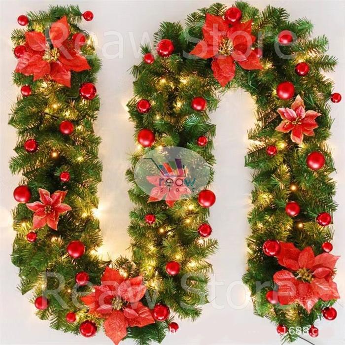 Jual Garland Daun Lilit Kawat Slinger Hiasan Dekorasi Natal Merry ...