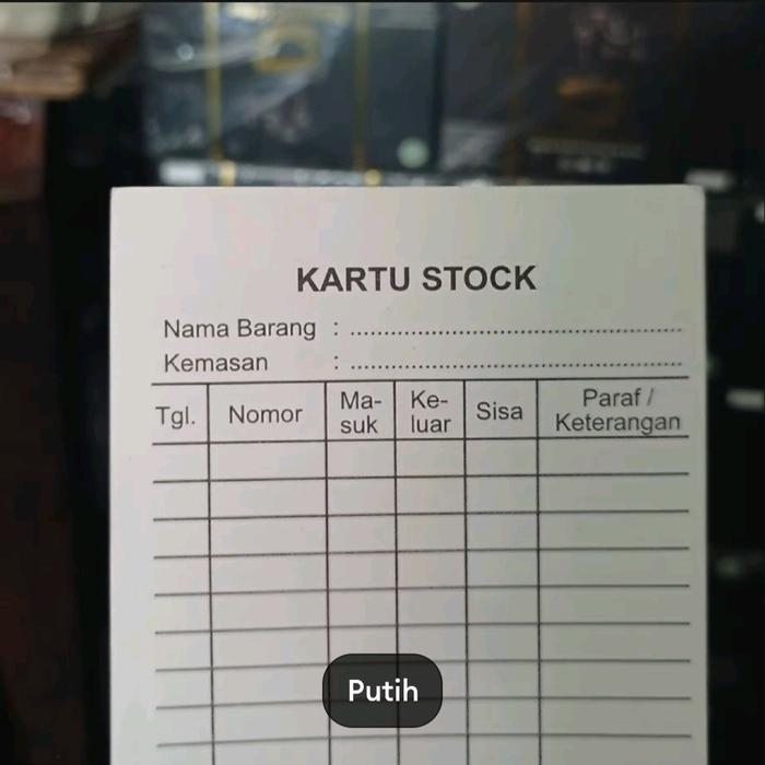 Jual kartu stok barang / obat 1 paket berisi 100 lembar - putih ...