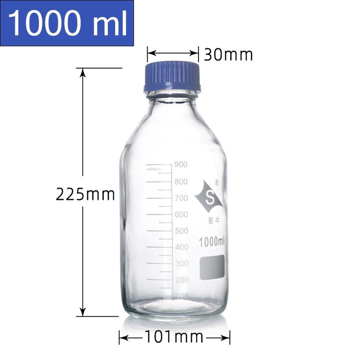 Jual TERLARIS SHUNIU Glass Laboratory Bottle with Blue Cap / Botol Lab ...