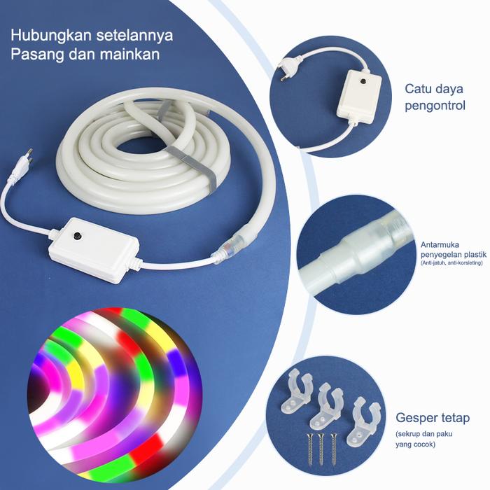 Promo Strip LED warna RGB IP65 3M / 5M / 10M/15M/20M AC 220V + adaptor ...