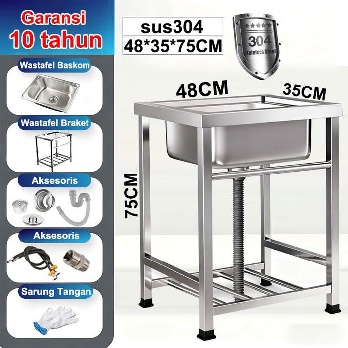 Promo SUS304 Wastafel Cuci Piring Portable Stainless 48*35cm/75*40cm ...