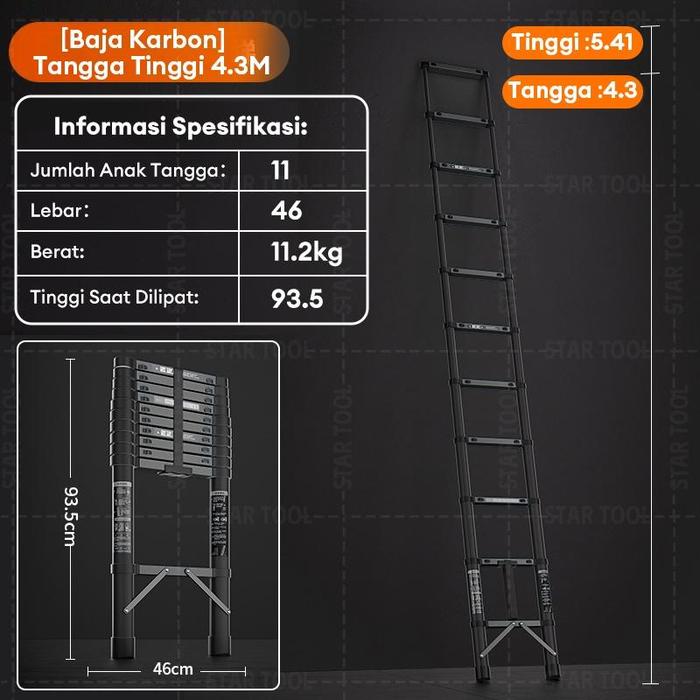 Promo Reaim Tangga Telescopic Aluminium Folding Ladder 1.9M-6M ...
