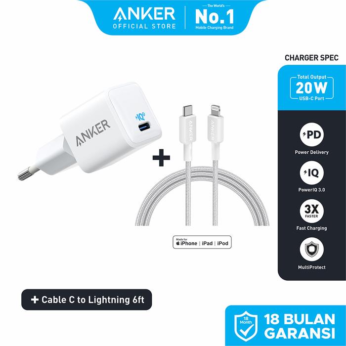 Promo Anker 20W 30W Wall Charger Adaptor GaN USB Type C Lightning MFi Fast Charging PD for ...