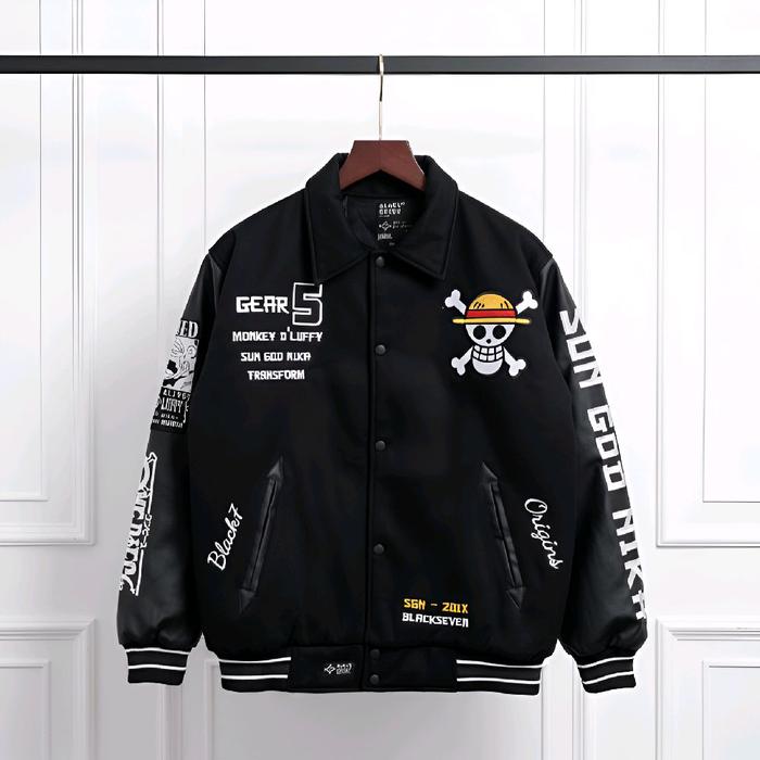 Promo VARSITY JACKET BLACKSEVEN | JAKET ONE PIECE LUFFY | GEAR 5 HITAM ...