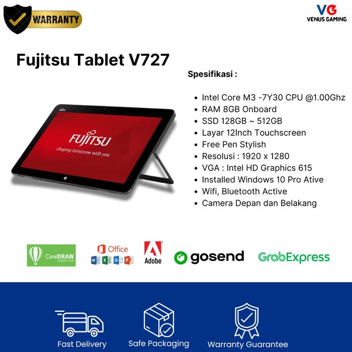 Jual Laptop Tablet PC 2in1 Fujitsu V727 Core M3 7Y30 RAM 8GB SSD 512GB ...