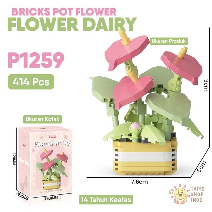 Promo TAIYO Block Pot Flower DIY Plant Dairy 3D Bunga Bricks Balok ...