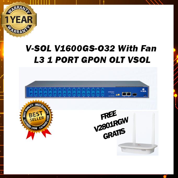 Promo V-SOL V1600GS-O32 With Fan L3 1 PORT GPON OLT VSOL 128 USER AC+DC 12V POWER UPLINK 1 10G ...
