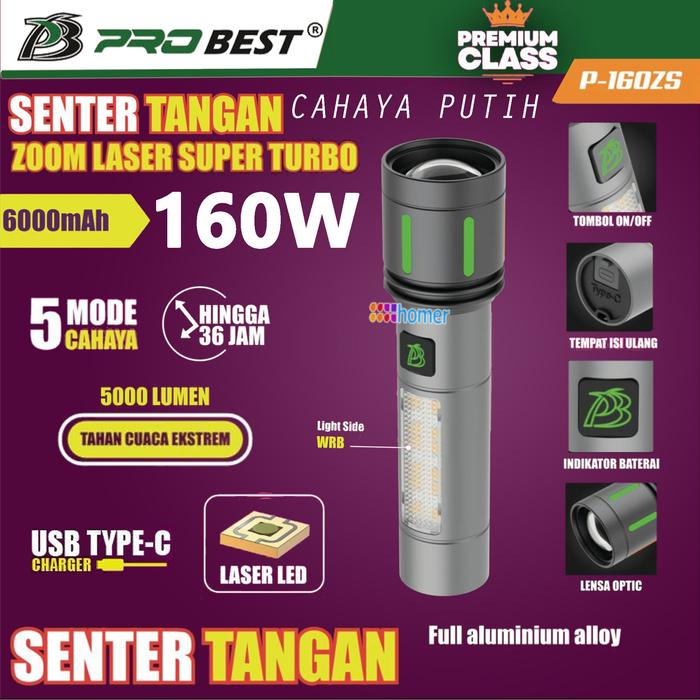 Jual PROBEST Lampu Senter Tangan LED Laser 160Watt 240Watt 400Watt w ...